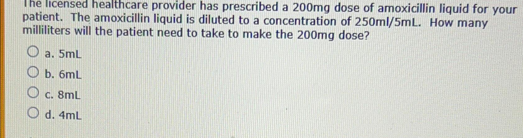 Solved The licensed healthcare provider has prescribed a | Chegg.com