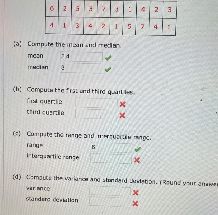 Solved (a) Compute the mean and median. mean median (b) | Chegg.com