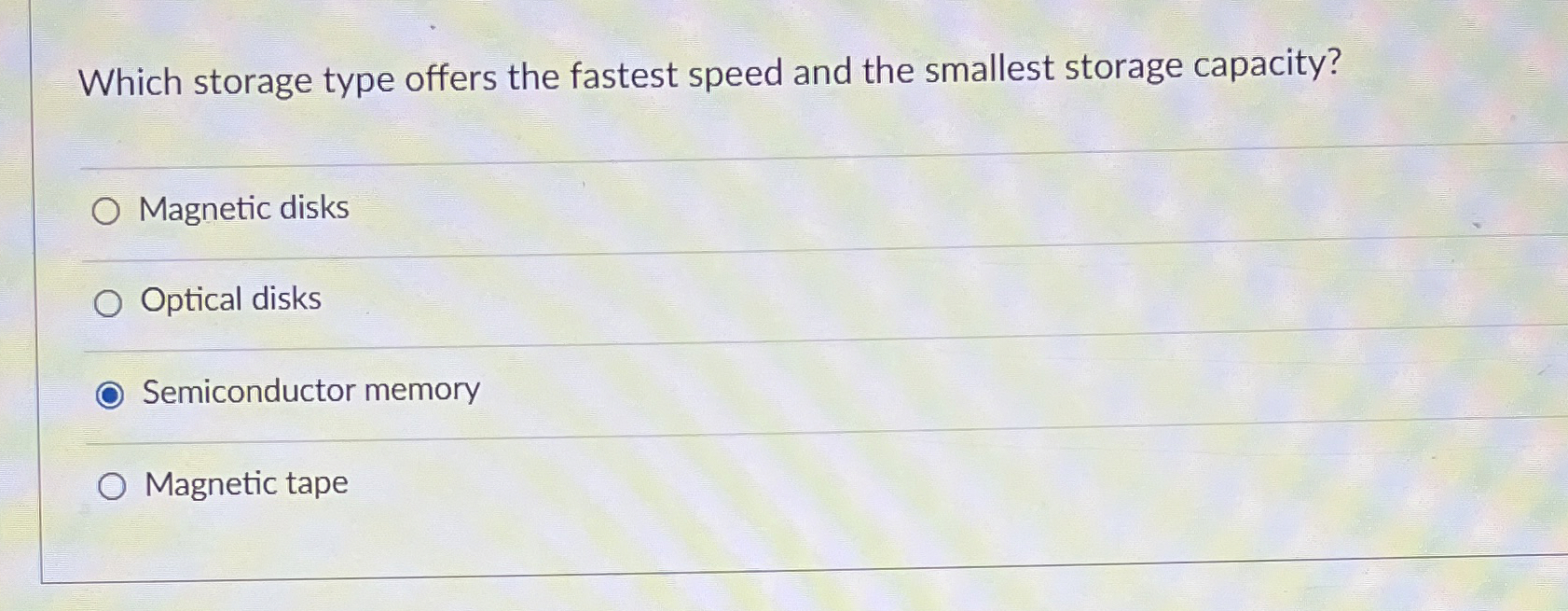 Solved Which storage type offers the fastest speed and the | Chegg.com
