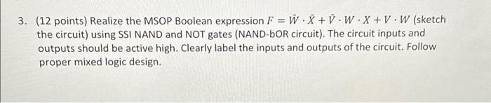 Solved 12 Points Realize The Msop Boolean Expression 