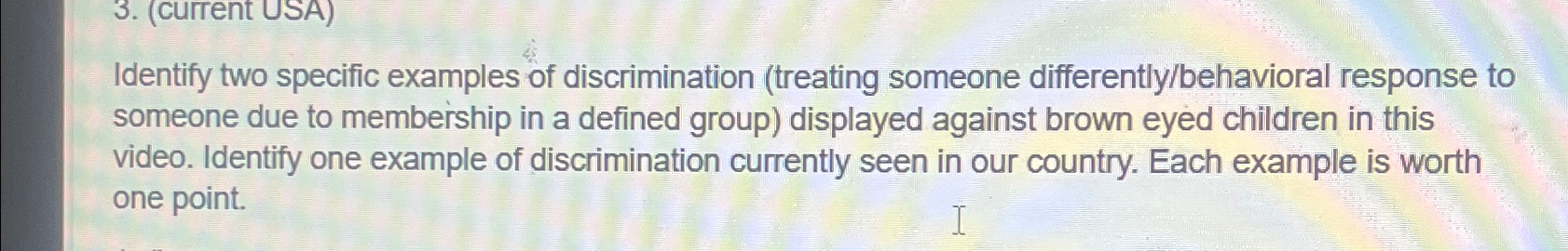 Solved Identify two specific examples of discrimination | Chegg.com