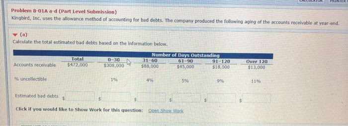 Solved Problem 8-01A a'd (Part Level Submission) Kingbird, | Chegg.com