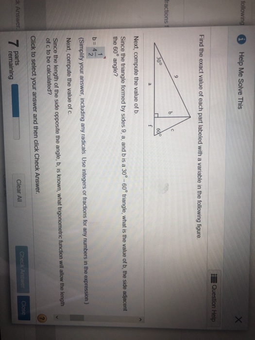 Solved Question Help Find the exact value of each part | Chegg.com