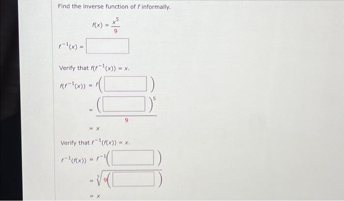 Solved Find the inverse function of f informally. f-¹(x) = | Chegg.com