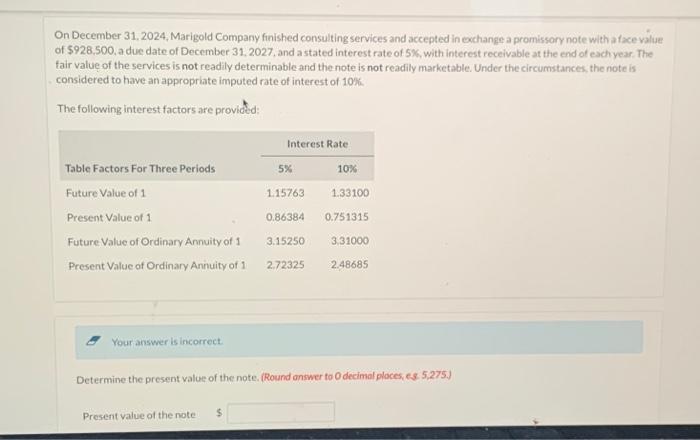 Solved On December 31, 2024, Marigold Company finished | Chegg.com