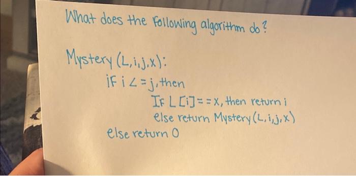 What Does The Following Algorithm Do Mystery 