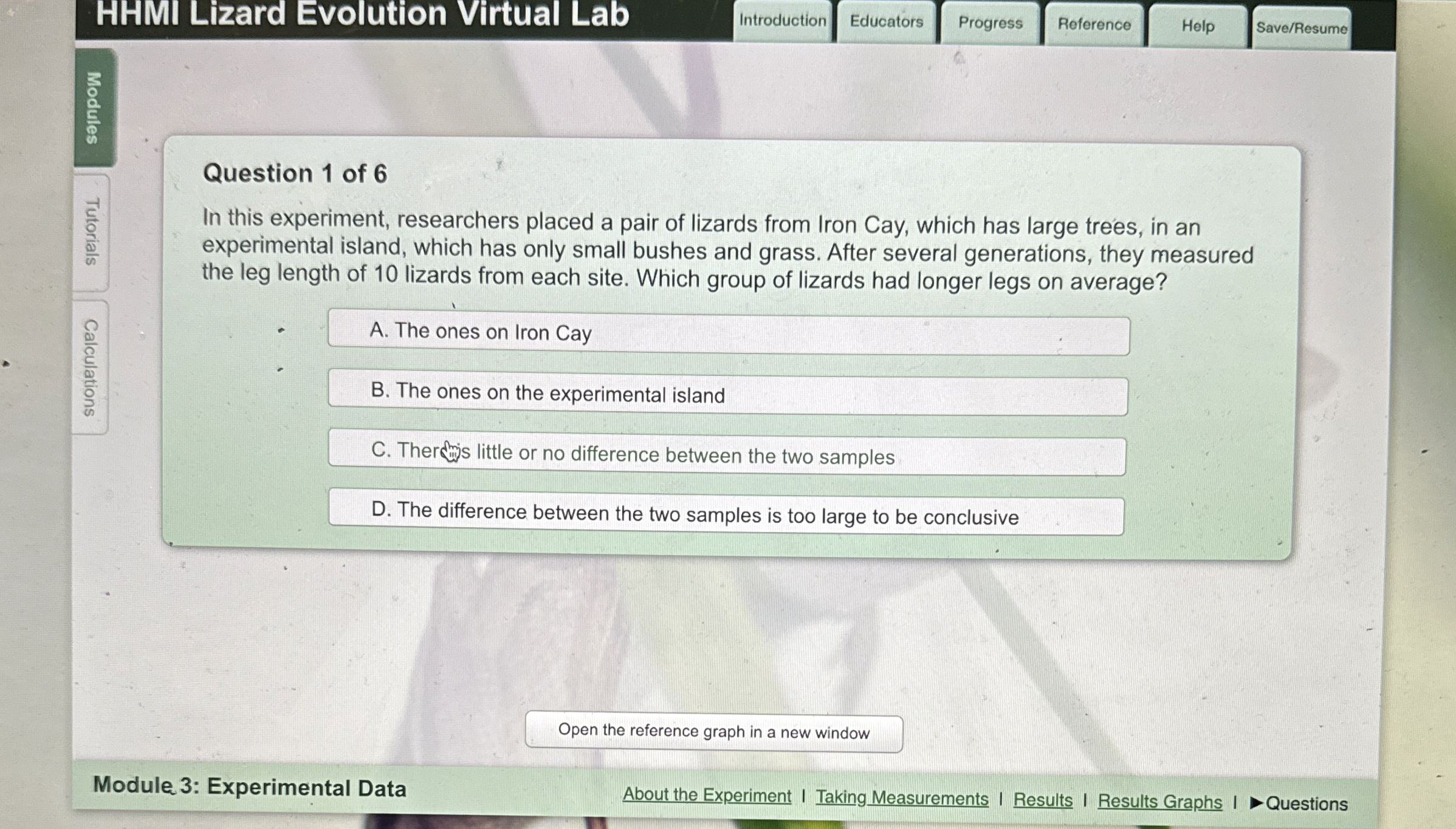 Solved HHMI Lizard Evolution Virtual | Chegg.com