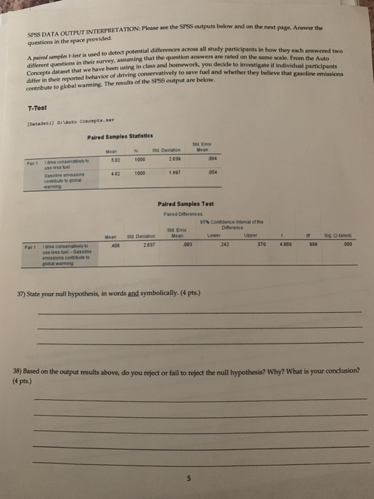 Solved SPSS DATA OUTPUT INTERPRETATION: Please see the see | Chegg.com