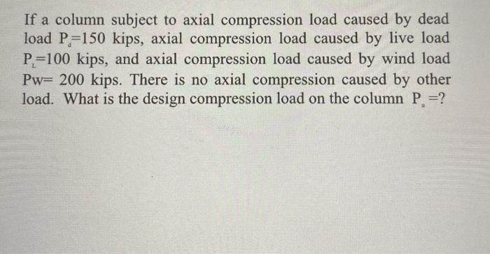 Solved If a column subject to axial compression load caused | Chegg.com