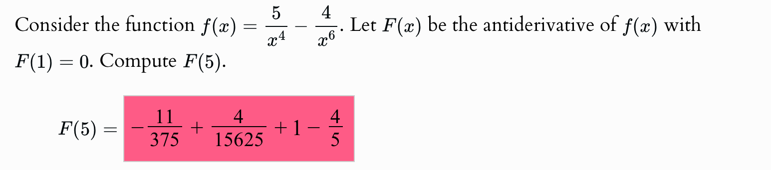 Solved Consider the function f(x)=5x4-4x6. ﻿Let F(x) ﻿be the | Chegg.com