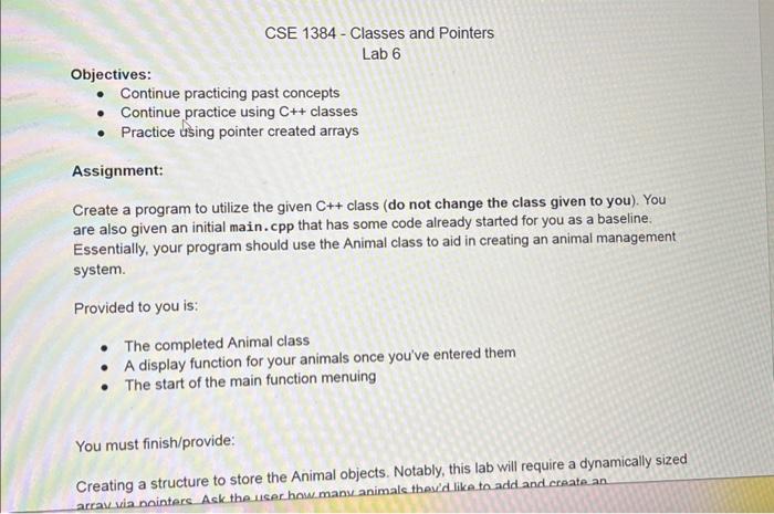 Solved Lab 6 Objectives: - Continue practicing past concepts | Chegg.com