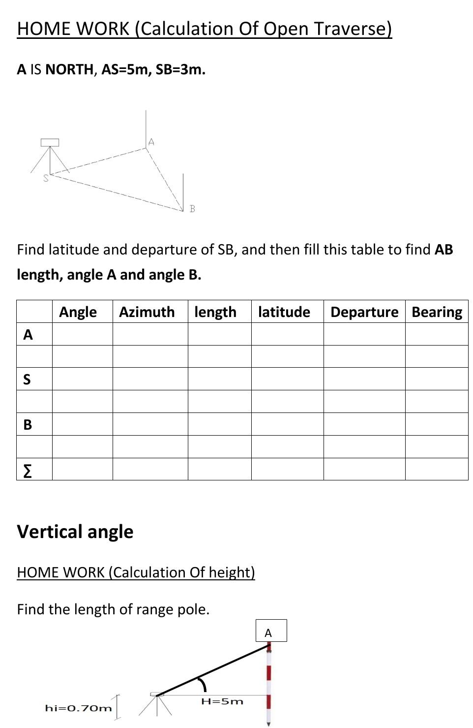 Solved Horizontal & Vertical angles using Total station | Chegg.com