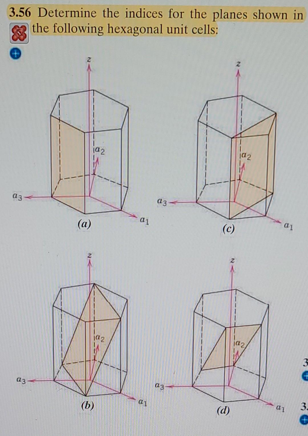 Solved 3.56 Determine the indices for the planes shown in | Chegg.com