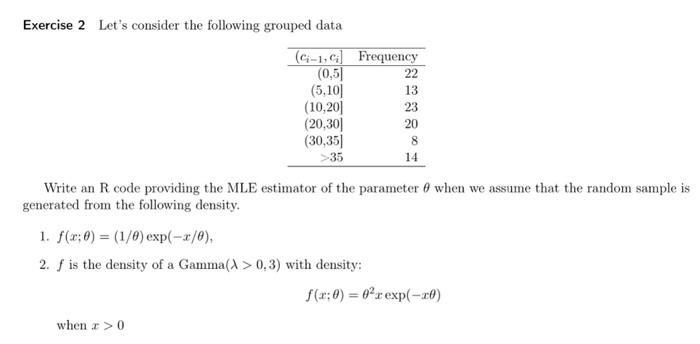 Solved Exercise 2 Let's consider the following grouped data | Chegg.com