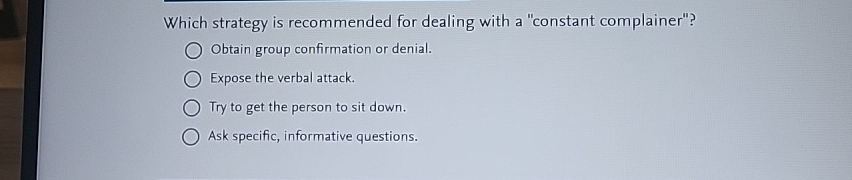 Solved Which strategy is recommended for dealing with a | Chegg.com