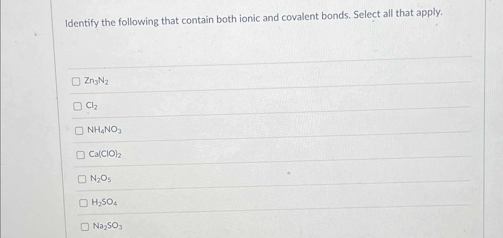 Solved Identify the following that contain both ionic and | Chegg.com