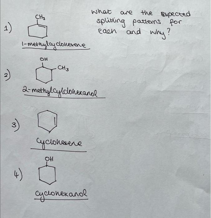 Solved What Are The Expected Proton Nmr Splitting Patterns