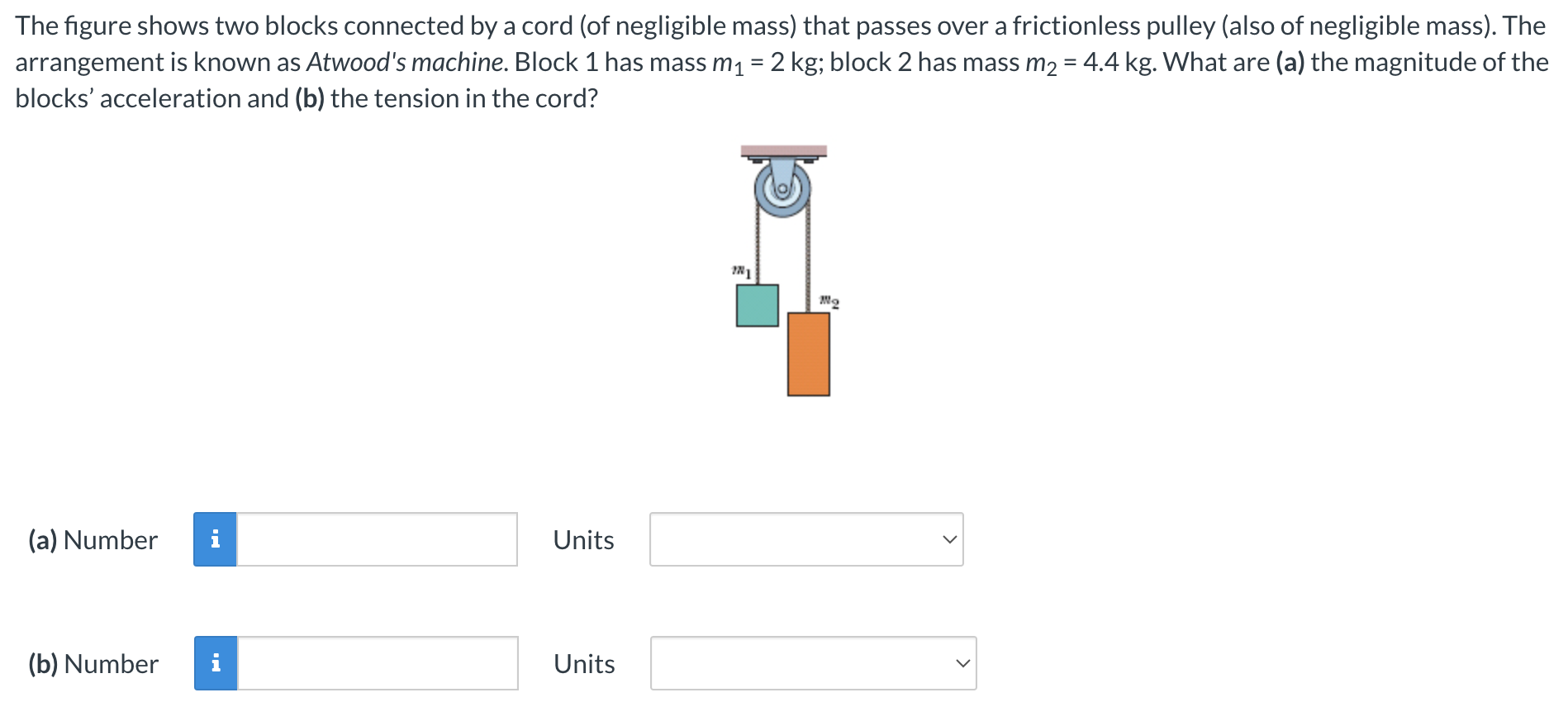 Solved The figure shows two blocks connected by a cord (of | Chegg.com