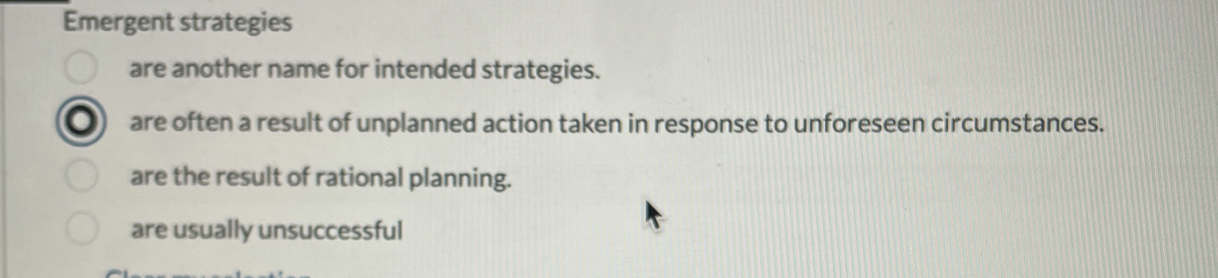 Solved Emergent strategiesare another name for intended | Chegg.com