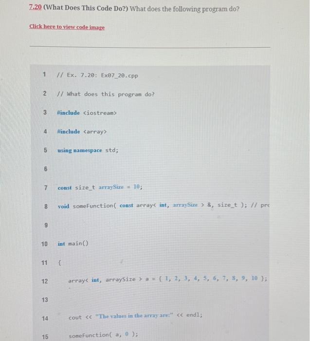 Solved 7.20 (What Does This Code Do?) What does the | Chegg.com
