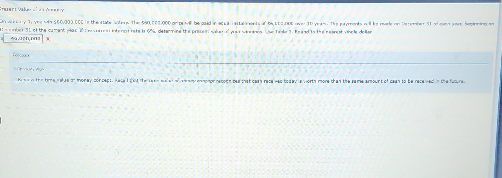 Solved esent Value of an Annuity ecember 31 of the current | Chegg.com