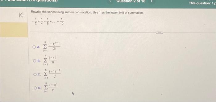 Solved Κ Rewrite The Series Using Summation Notation Use 1