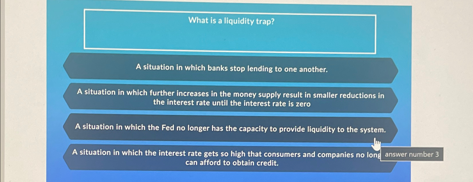 Solved What is a liquidity trap?A situation in which banks | Chegg.com