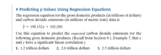 Solved Predicting y-Values Using Regression Equations The | Chegg.com