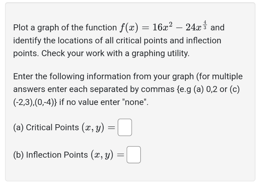 Solved Plot a graph of the function f(x)=16x2−24x34 and | Chegg.com