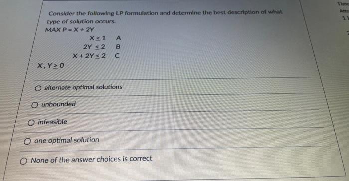 Solved Consider the following LP formulation and determine | Chegg.com