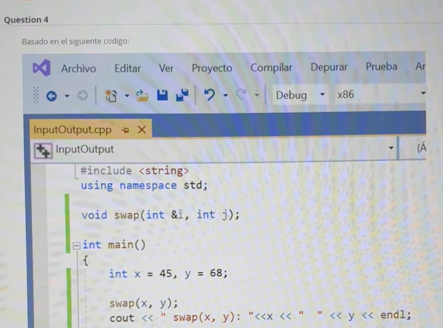 Solved Question 4 Basado en el siguiente codigo: Archivo | Chegg.com