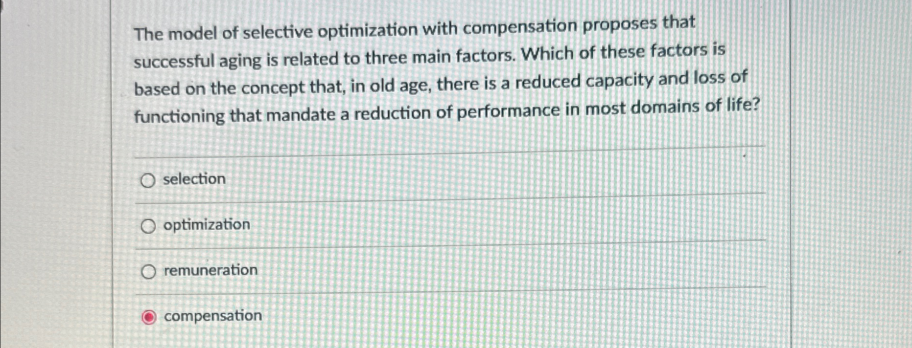 Solved The Model Of Selective Optimization With Compensation