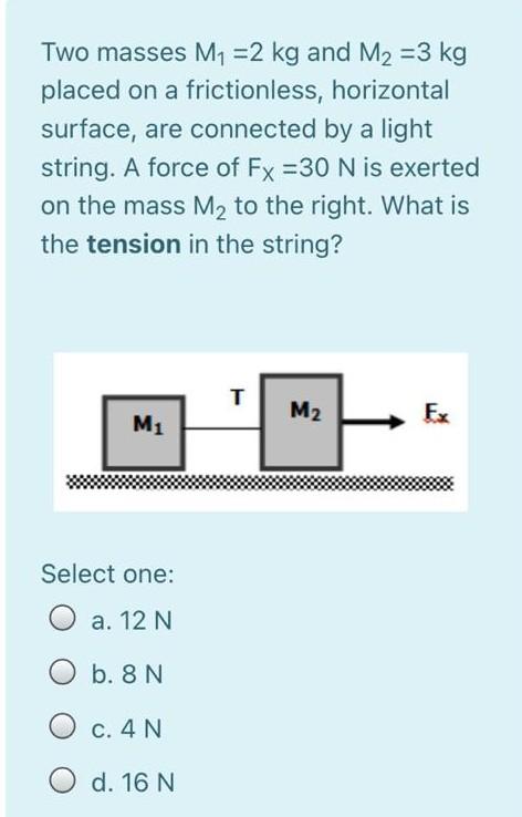 Solved Two masses M1 = 2 kg and M2 =3 kg placed on a | Chegg.com
