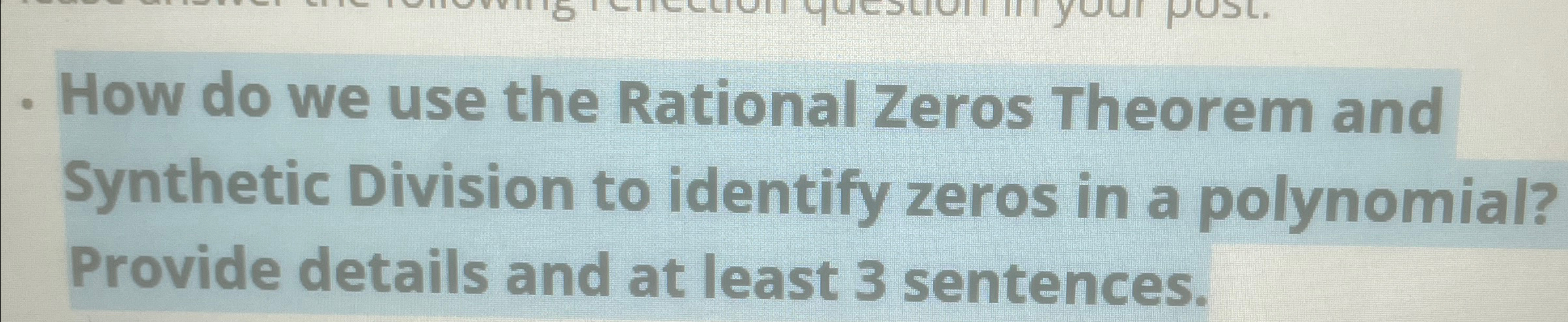 Solved . ﻿How do we use the Rational Zeros Theorem and | Chegg.com