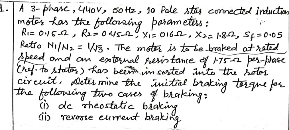 Solved A 3 -pinase, 440V,50Hz,10 ﻿Pale star connected | Chegg.com