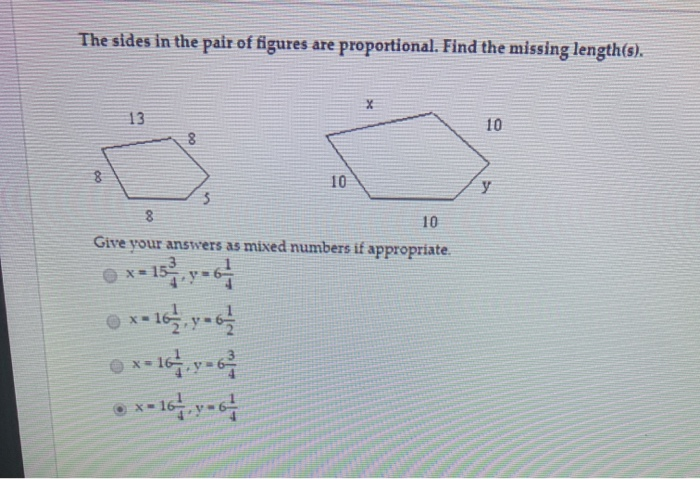 Solved The sides in the pair of figures are proportional. | Chegg.com