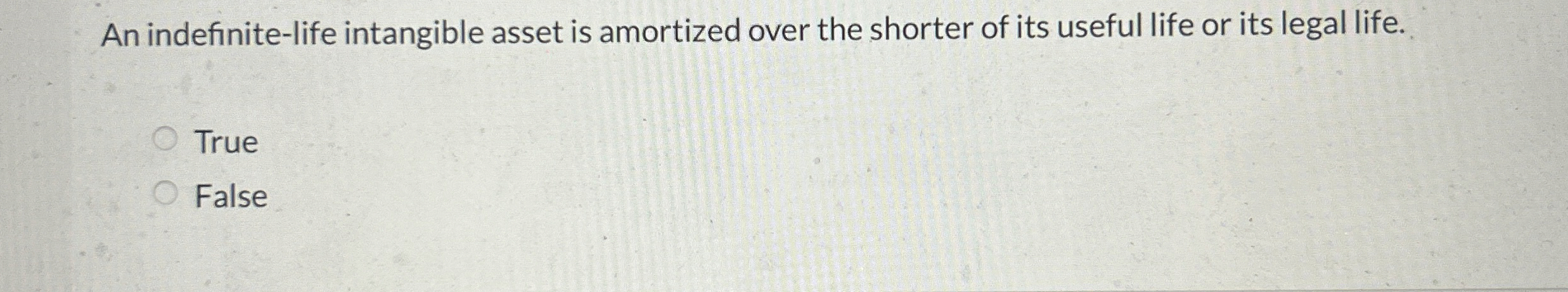 Solved An indefinite-life intangible asset is amortized over | Chegg.com