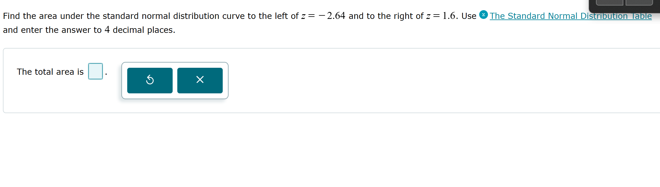 Solved Find the area under the standard normal distribution | Chegg.com