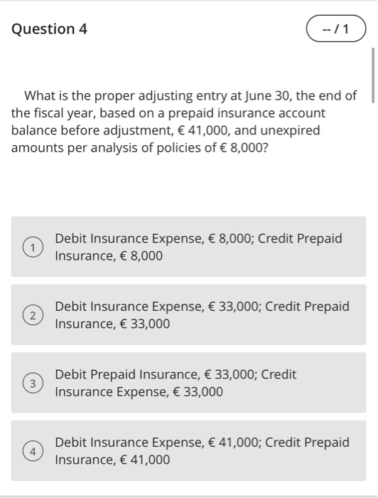 Solved Question 4 --/1 What is the proper adjusting entry at | Chegg.com