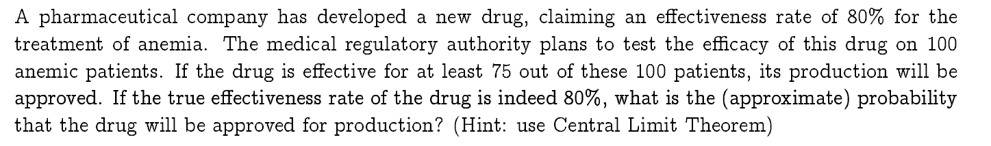 Solved A pharmaceutical company has developed a new drug, | Chegg.com