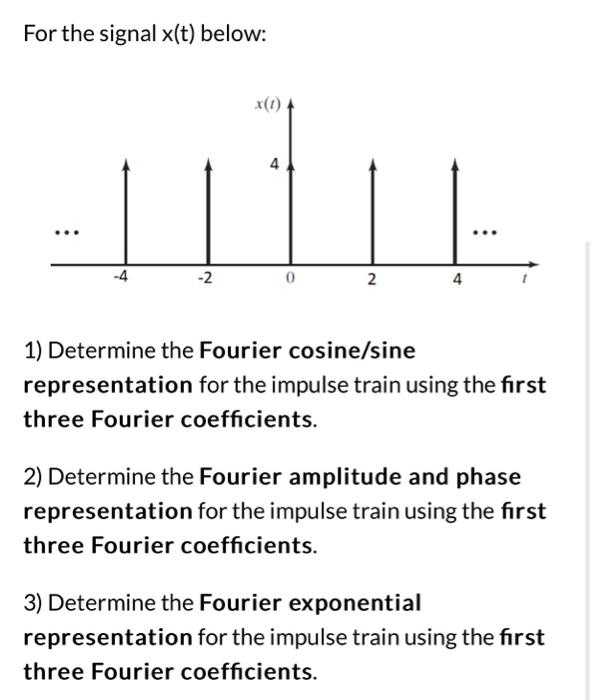 Solved For the signal x(t) below: 1) Determine the Fourier | Chegg.com