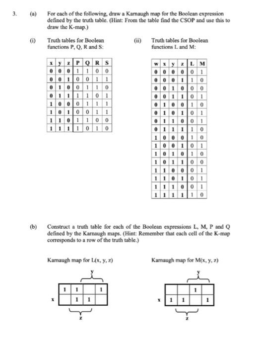 Solved 3 3 A For Each Of The Following Draw A Kamaugh