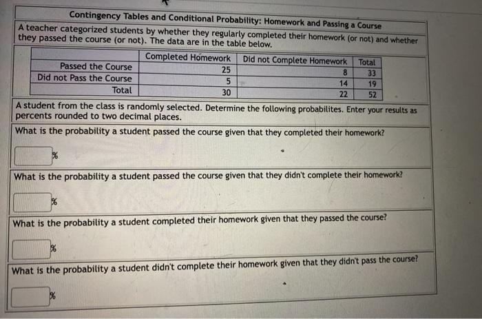 Solved Contingency Tables and Conditional Probability: | Chegg.com