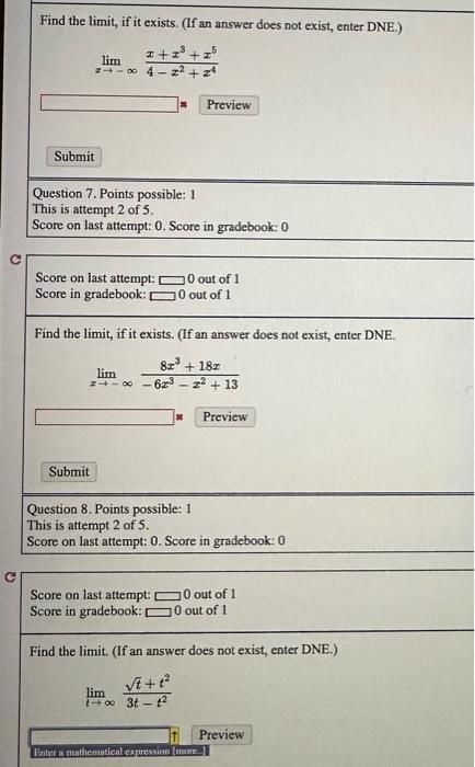 Solved Find the limit, if it exists. (If an answer does not | Chegg.com