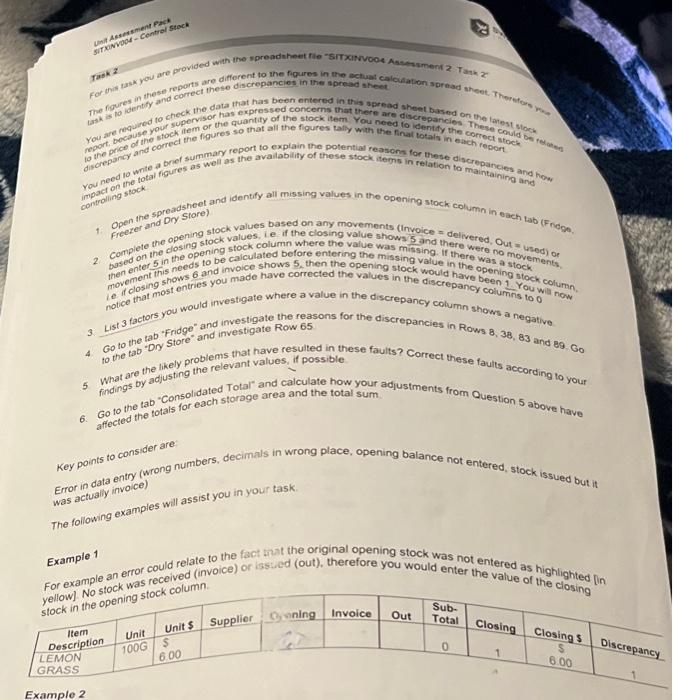 Solved task is to identify and correct these discrepancies | Chegg.com