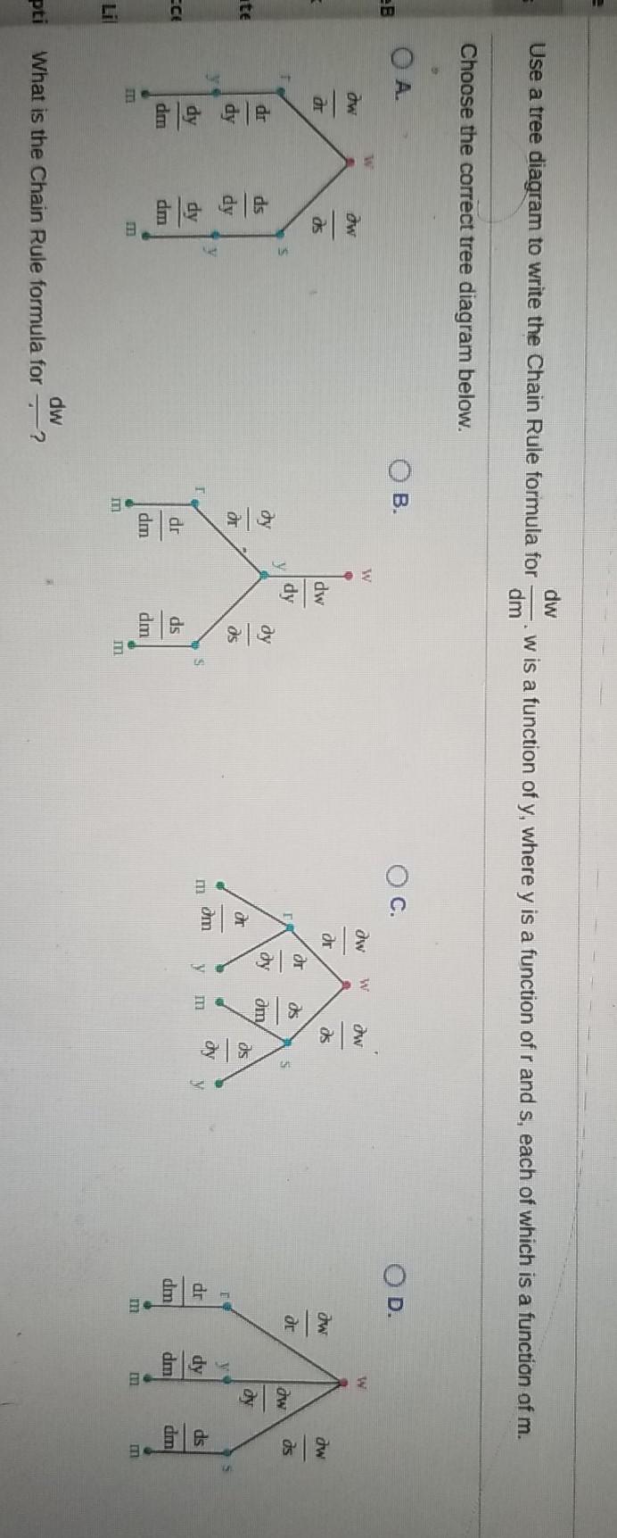 Solved dw Use a tree diagram to write the Chain Rule formula | Chegg.com