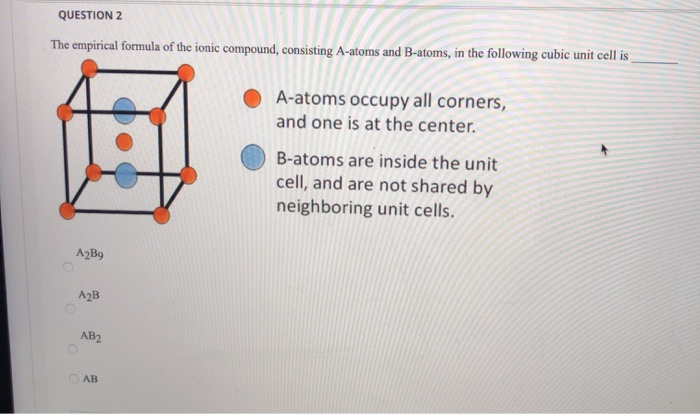 Solved QUESTION 2 The empirical formula of the ionic | Chegg.com