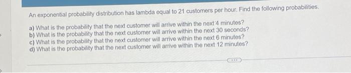Solved An exponential probability distribution has lambda | Chegg.com