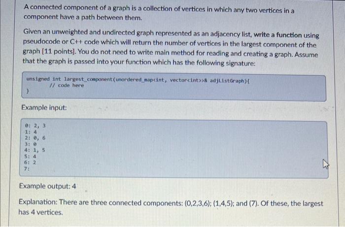 Solved A connected component of a graph is a collection of | Chegg.com