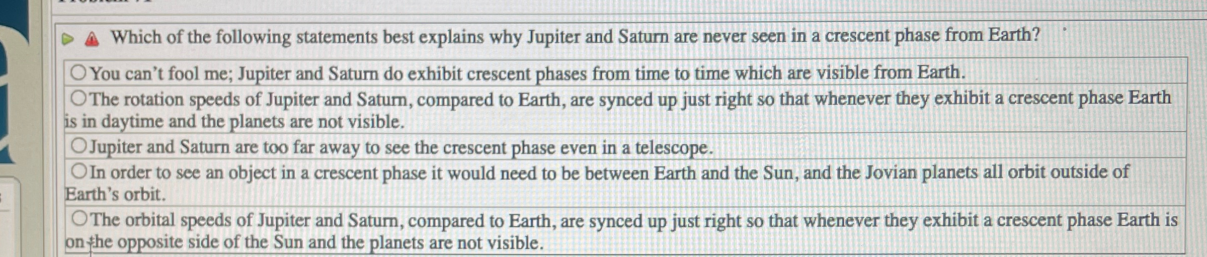 Solved Which of the following statements best explains why | Chegg.com